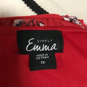 Simply Emma | Tops | Simply Emma Red Floral Chiffon Top | Poshmark